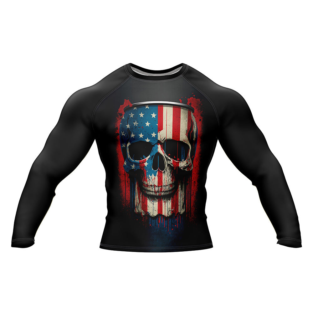 American Flag Skull Rash Guard